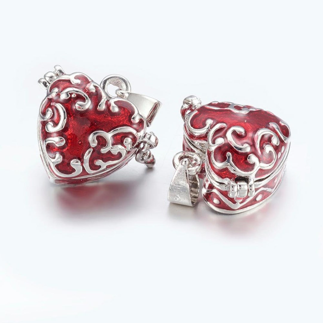 Enamel Red Heart Locket 24x21x10mm, Prayer Box, Pendant - Etsy