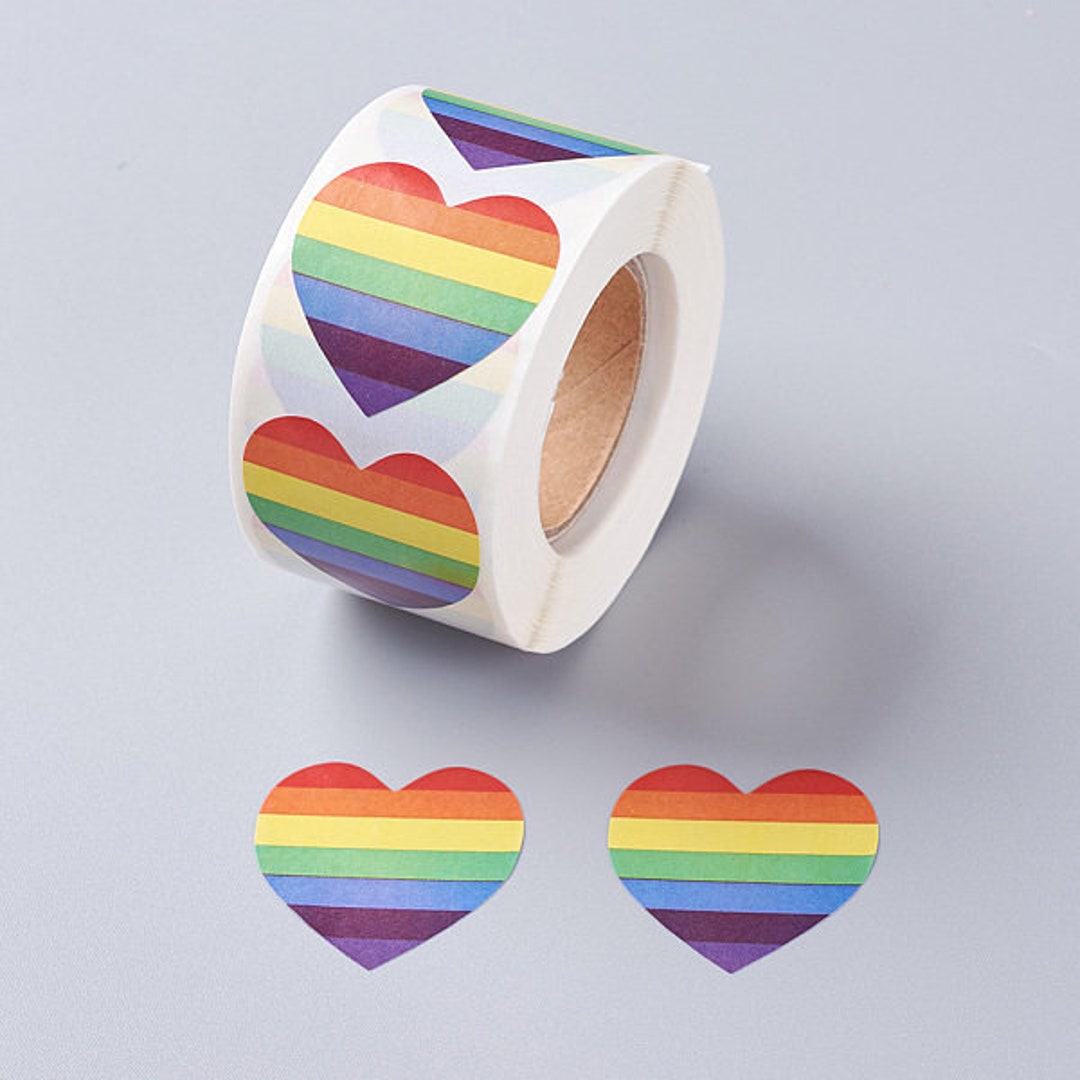 Rainbow Heart Stickers 38mm 500 Pcs - Etsy