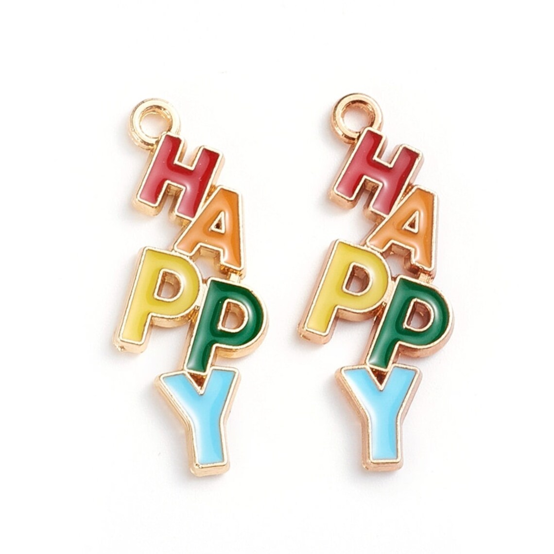 4/10 Enamel Happy Charms 29 X 11mm Colorful - Etsy