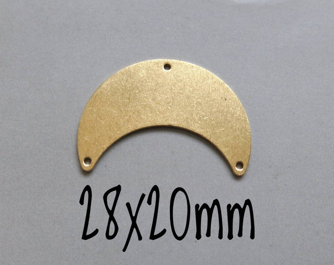 17 Brass Crescent Moon Connector Charms 28x20mm, 3 Holes - Etsy