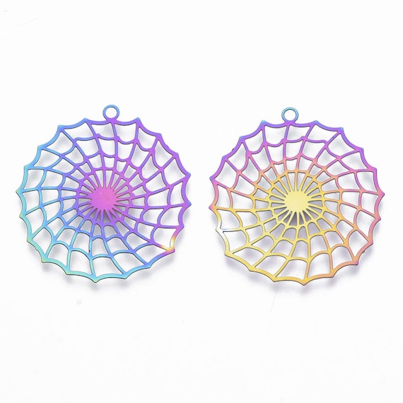 Rainbow Stainless Steel Spider Web Charms 30mm Multi-colored - Etsy
