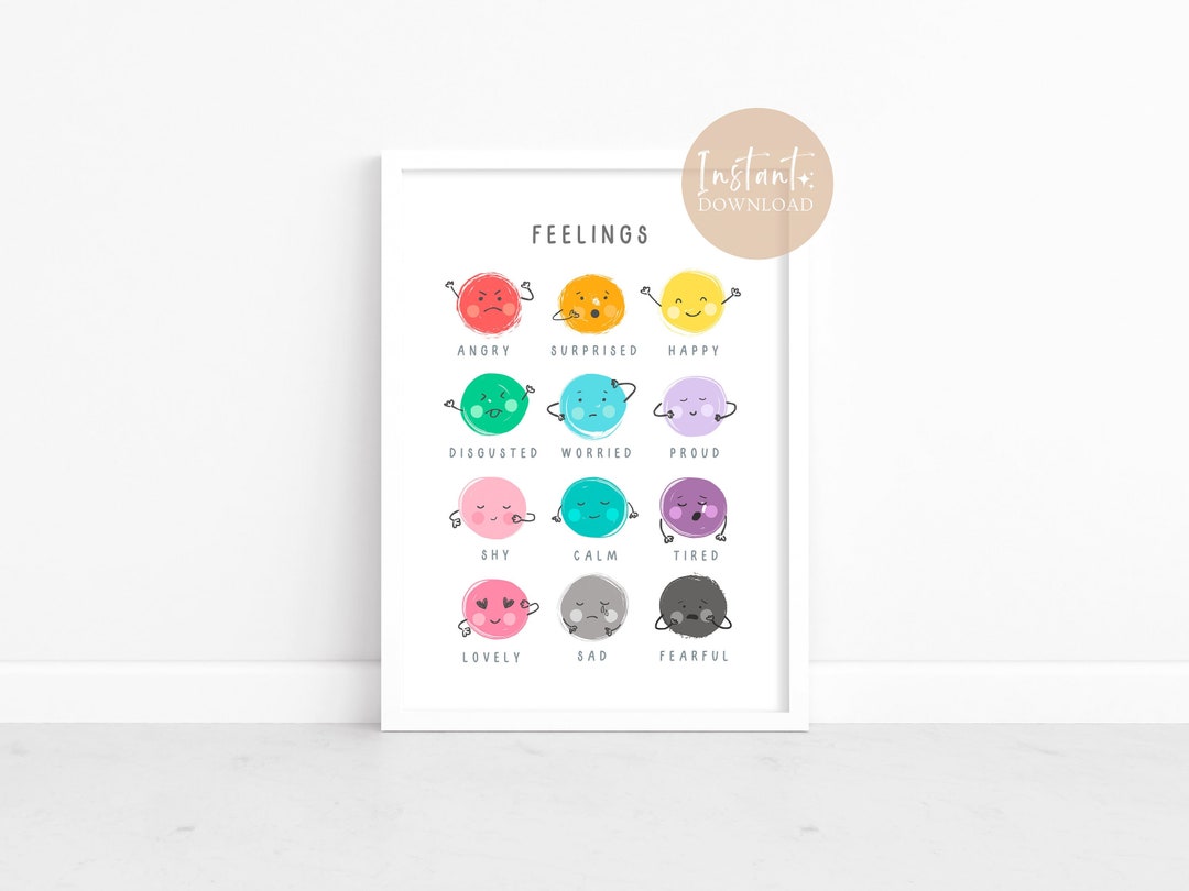 Digital Rainbow Feelings Poster, Feelings Chart, Homeschool Decor ...