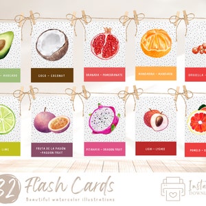 Fruit Flashcards, Flash Cards, 32 Montessori Learning Cards ...