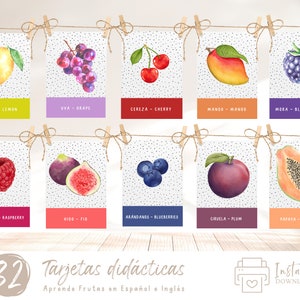 Fruit Flashcards, Flash Cards, 32 Montessori Learning Cards ...