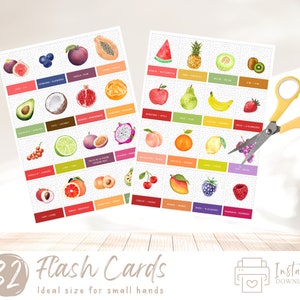 Fruit Flashcards, Flash Cards, 32 Montessori Learning Cards ...