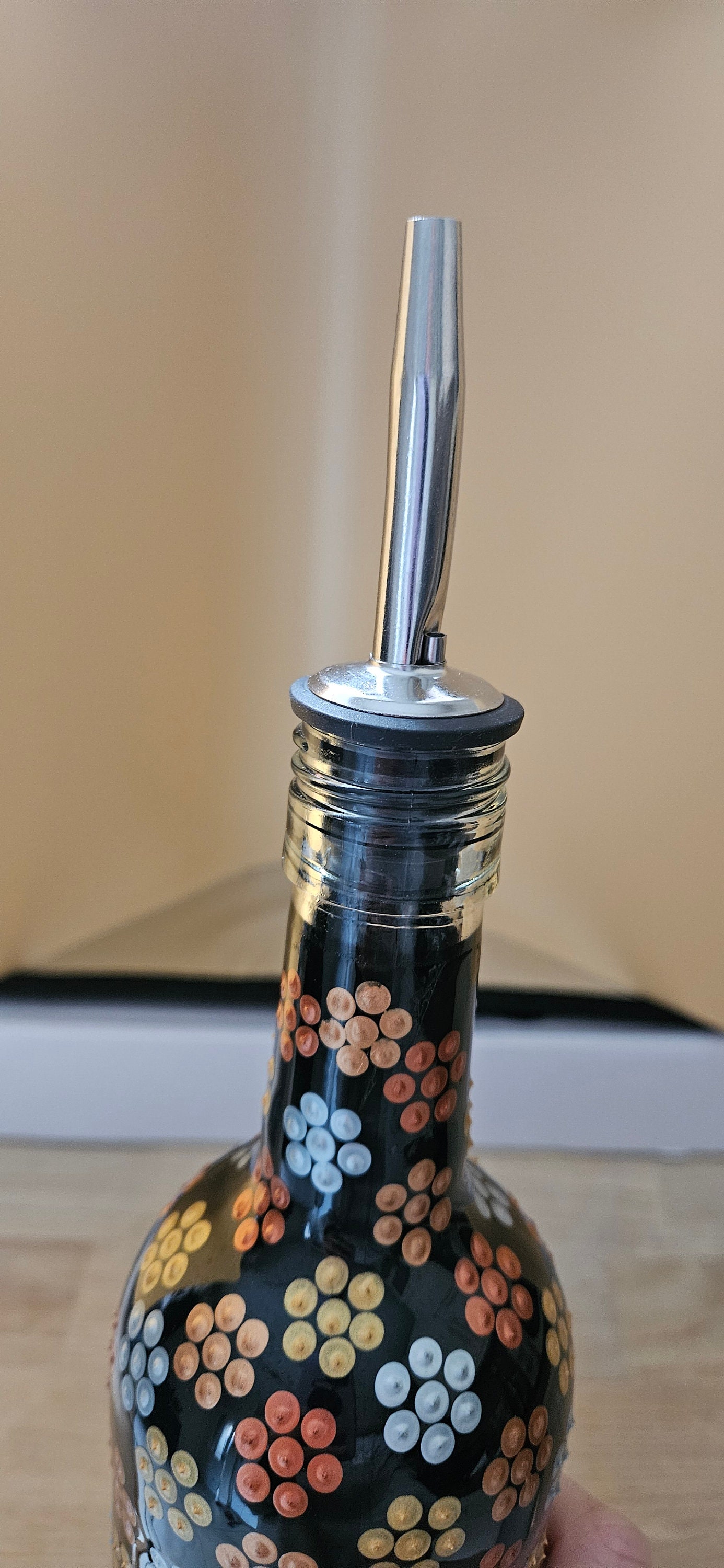 Upcycled Black Tower Bottle With Metallic Acrylic Painted Mandala ...