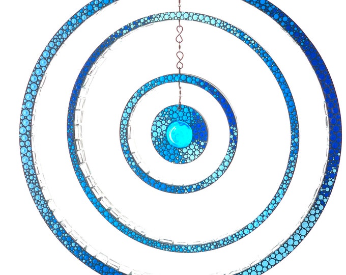 Large Blue Circle Sun Catcher/ Mosaic Style Art / Home Garden Decor - Etsy