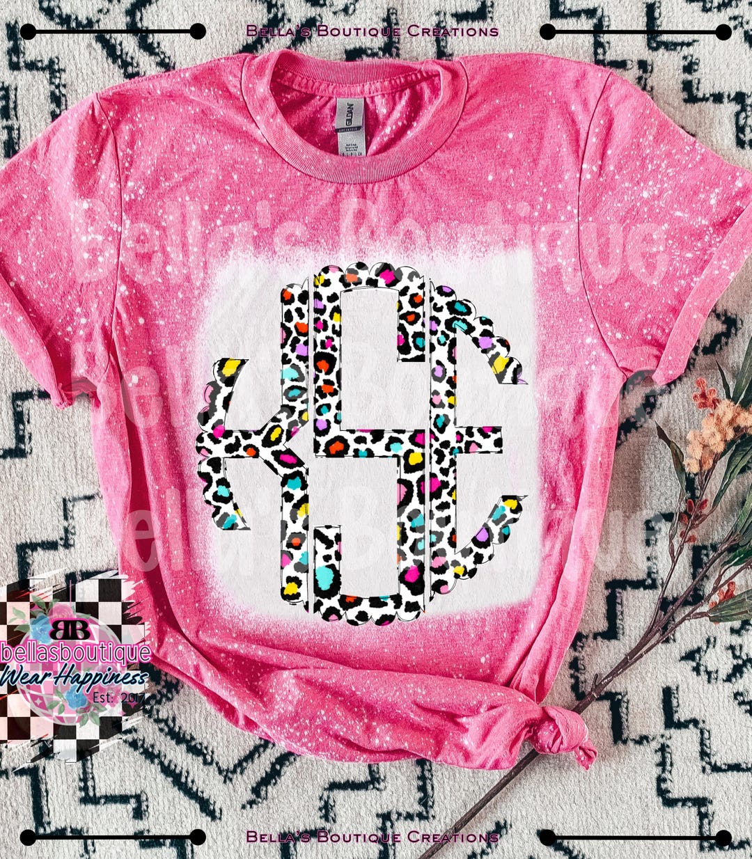 Lisa Frank Monogram Initials Trendy Bleached T-shirt Womens Retro Tee ...