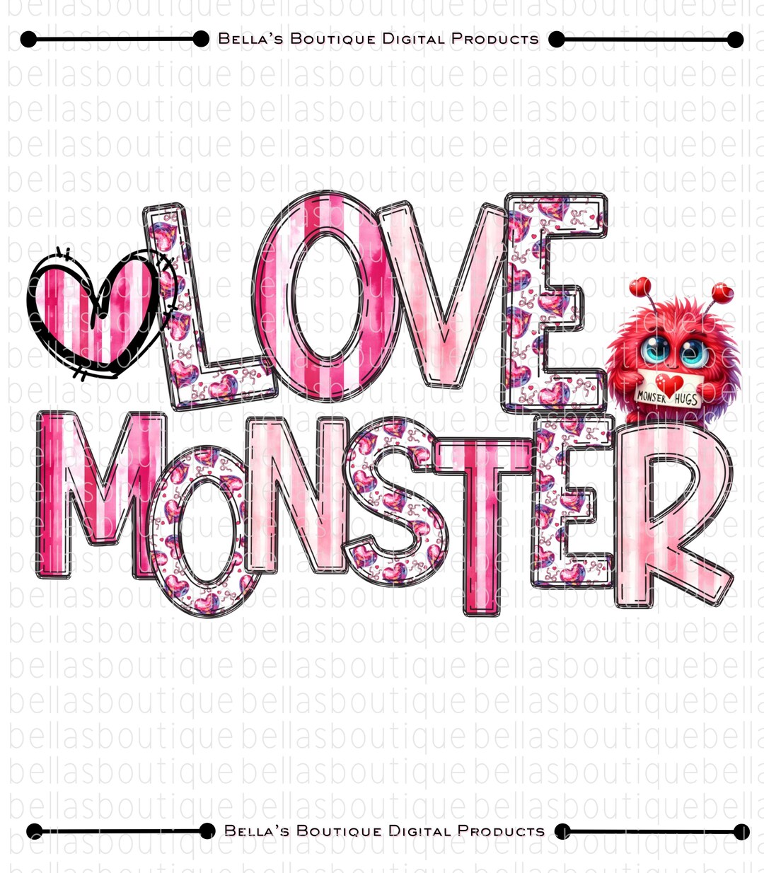 Love Monster T-shirt Hat Bag Mug PNG Image - Ready to Print! DTF ...
