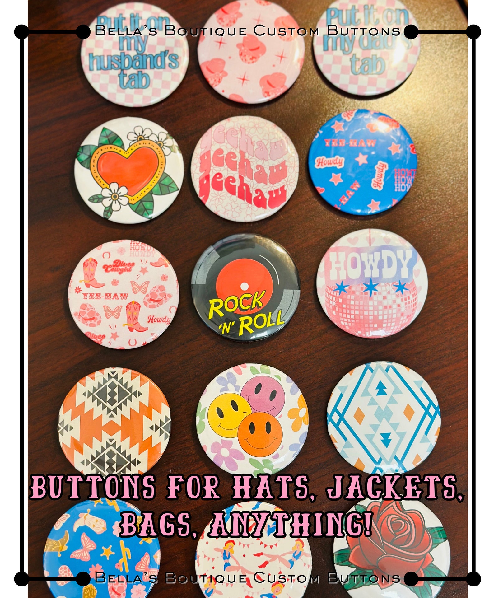 Custom Made 2.25 Buttons Accessories 20 Piece Set Use on Trucker Hats ...