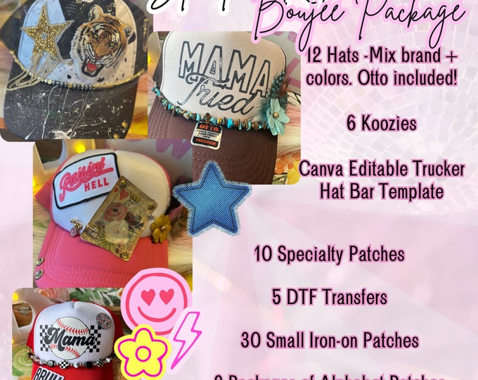 Custom Trucker Hat Bar Starter Kit Boujee Package! Perfect for Hat Bars, Girls Night, Parties ...