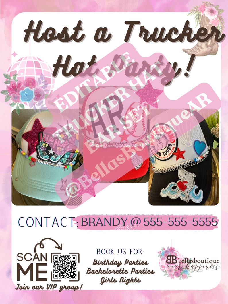 Trucker Hat Bar Editable Canva Template for Boutique | Pop-up Shop ...