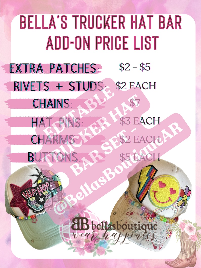 Trucker Hat Bar Editable Canva Template for Boutique | Pop-up Shop Store 4 Pages | Advertise ...