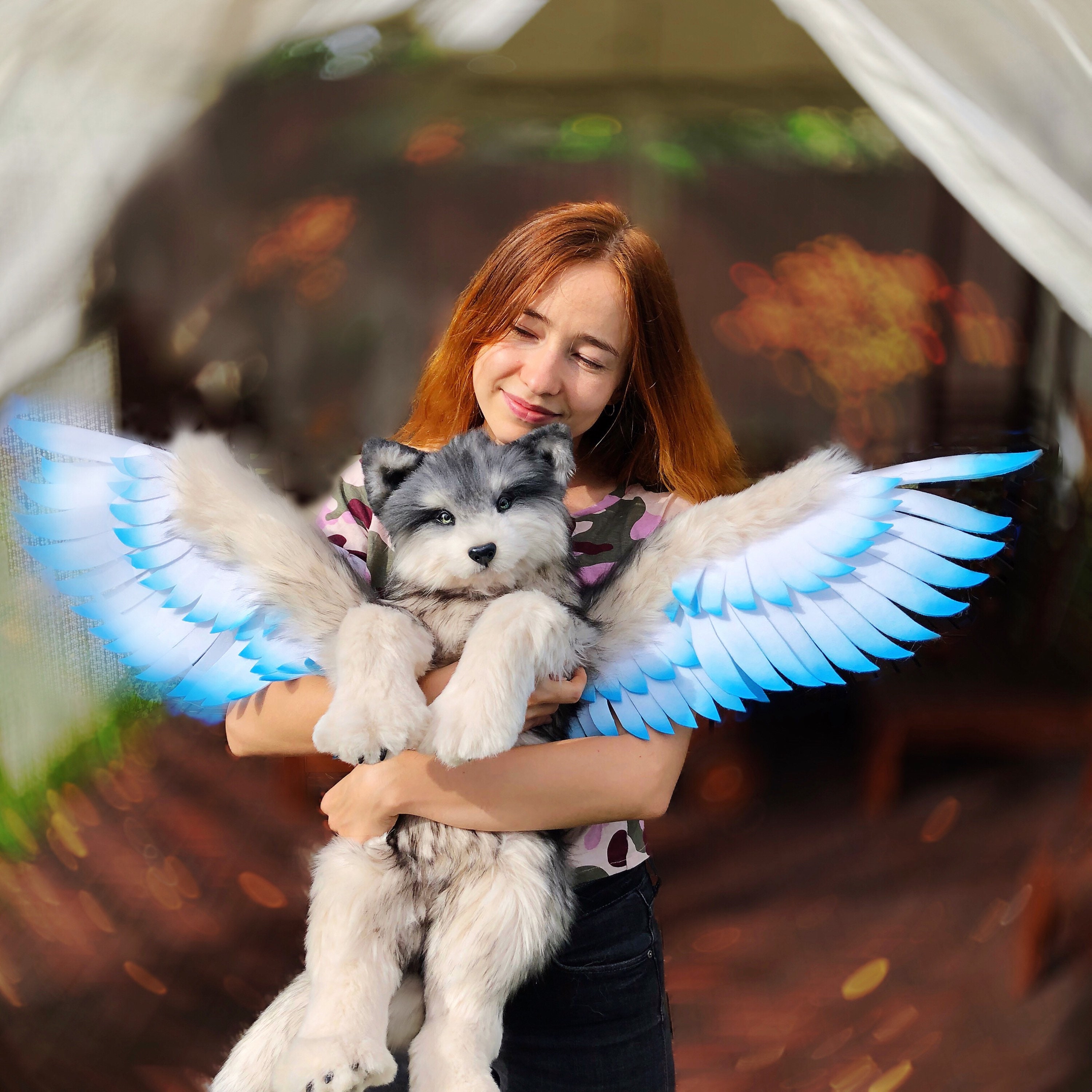 Realistic winged wolf plush fantasy wolf pup plushie | Etsy