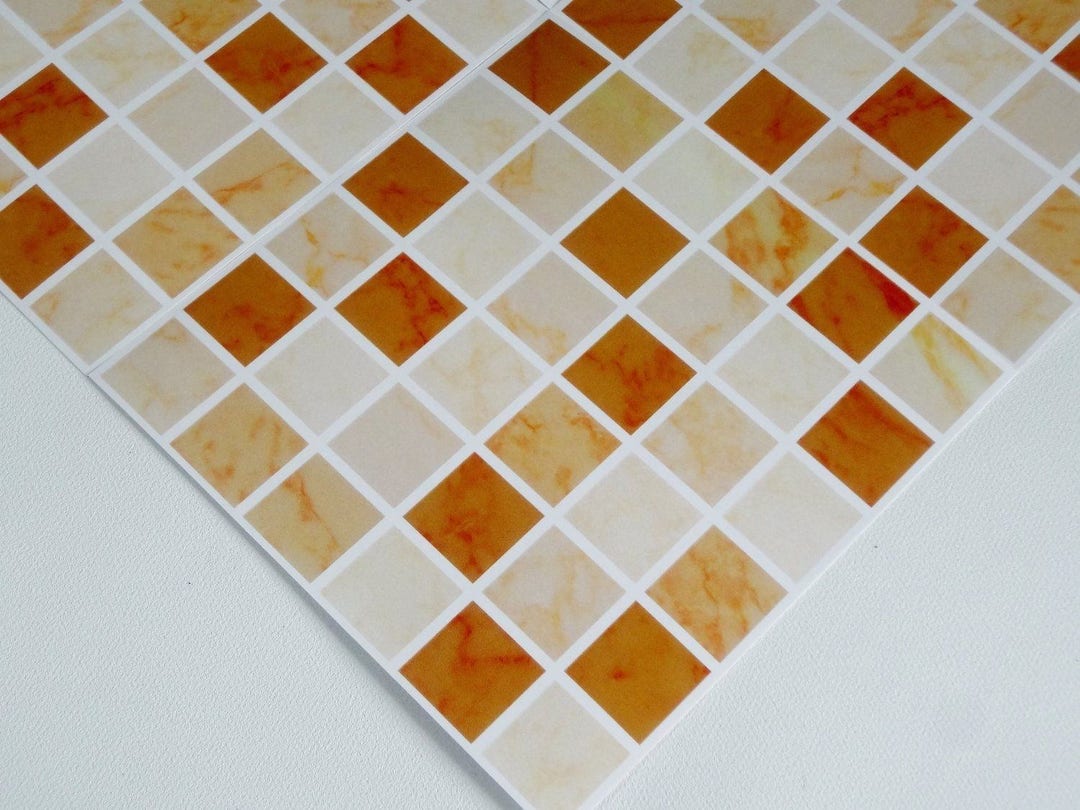 Pack of 10 Brown Marble Effect Mosaic Tile Stickers Transfers, With ...