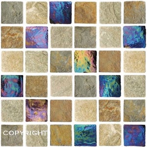 Pack of 10 Iridescent Travertine Stone Effect Mosaic Tile Stickers ...