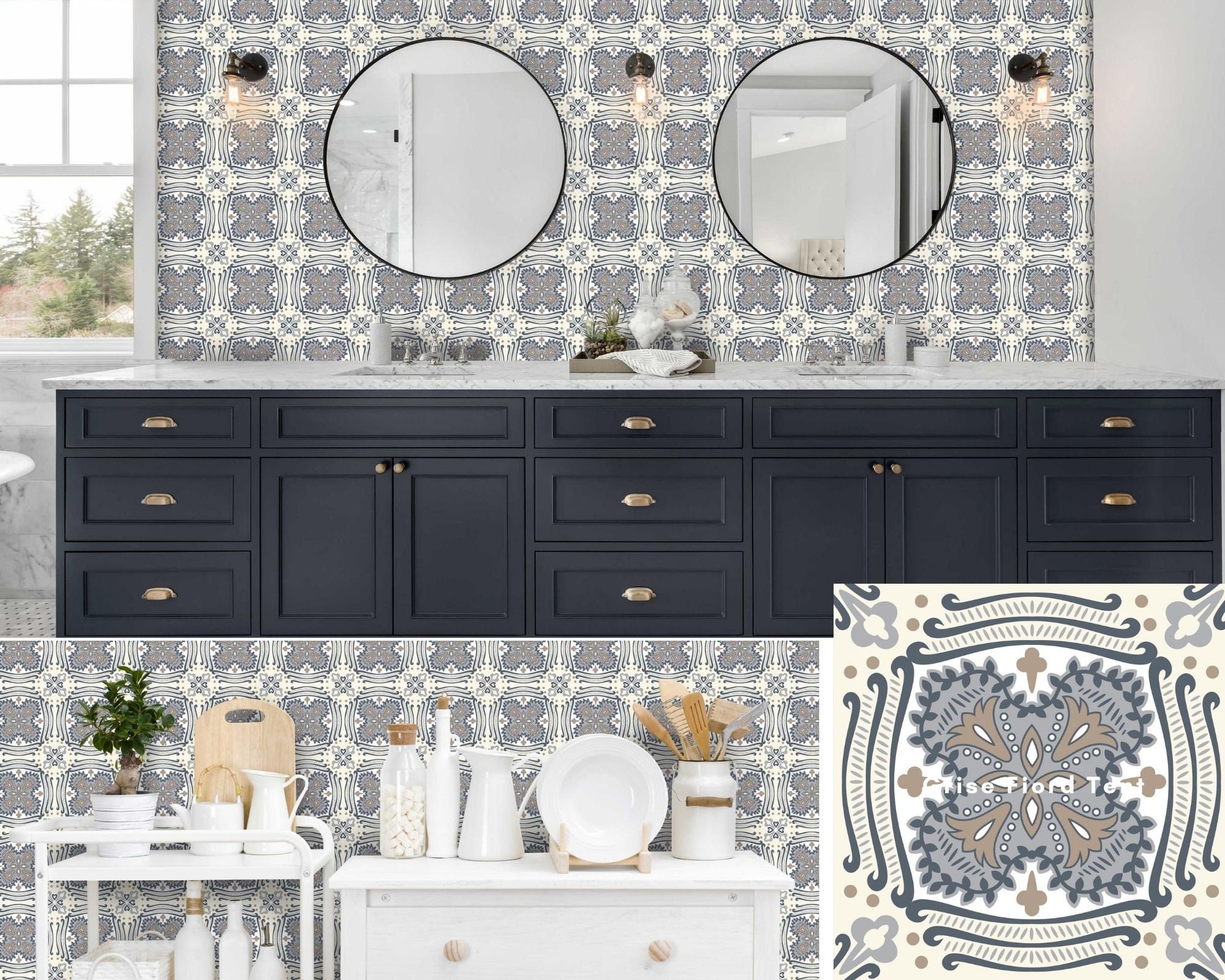 Traditional Modern Art Tile transfers Stickers Vintage | Etsy