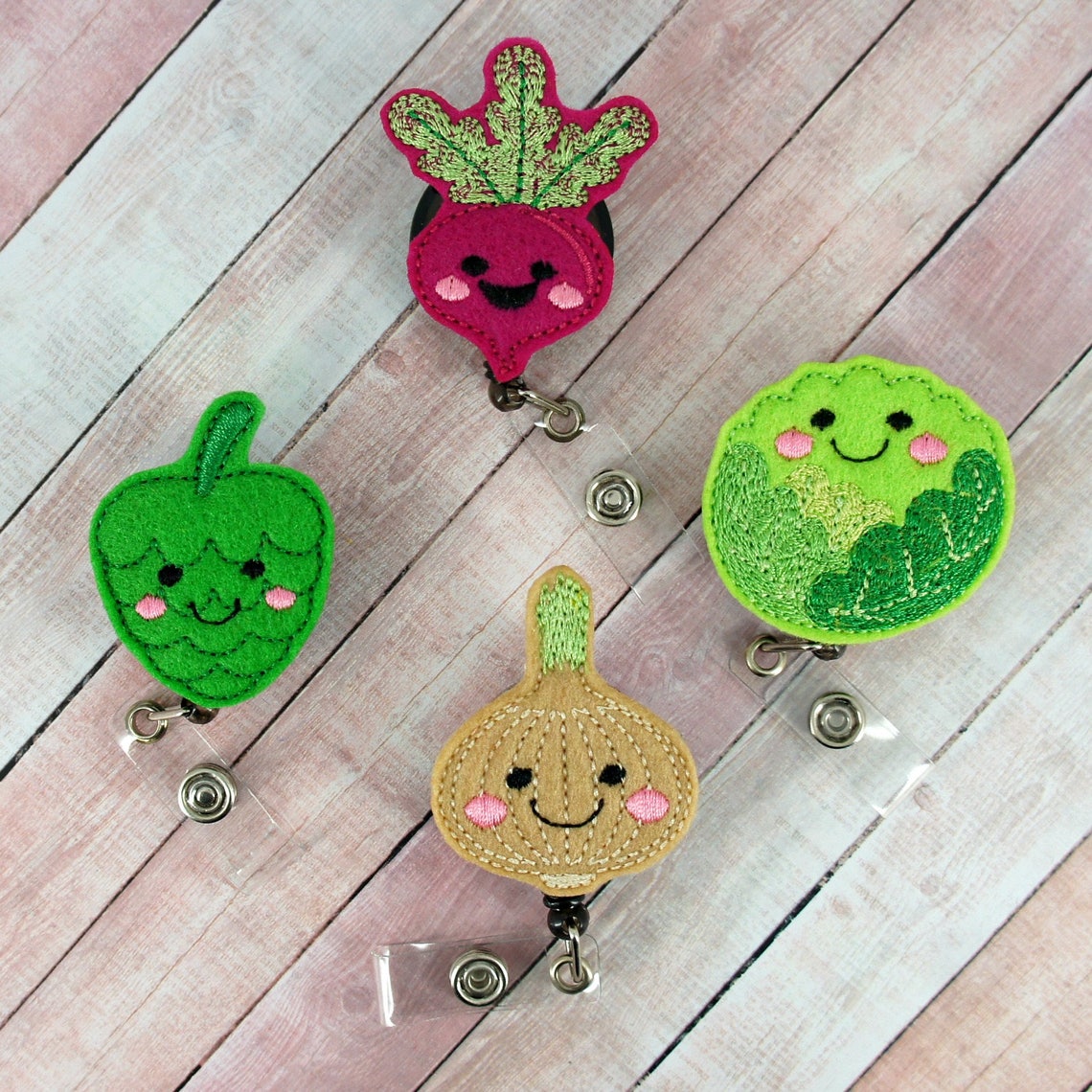 Vegetable Badge Reel - Vegetable - Feltie Badge Reel - Cute Badge Clip ...