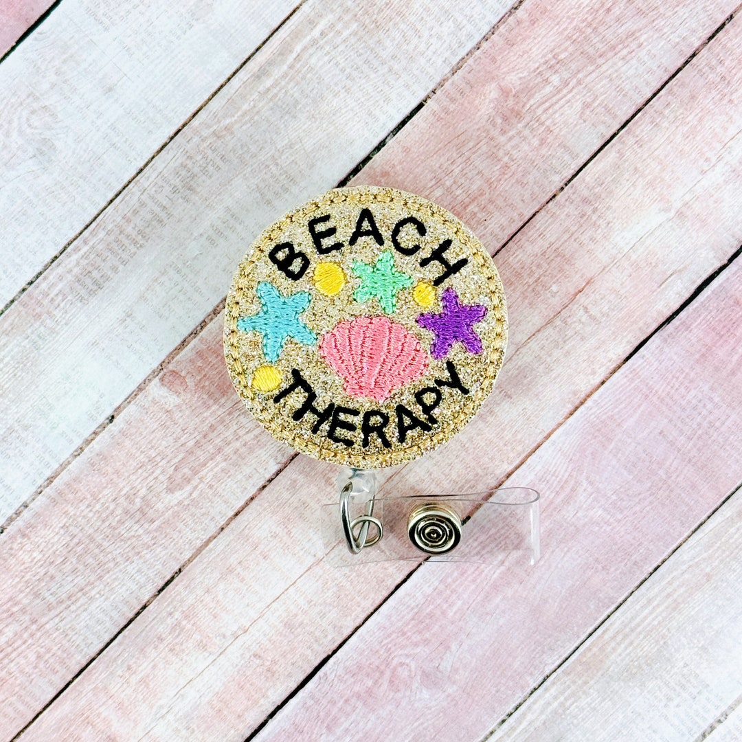 Beach Therapy Badge Reel, Summer Badge Holder, Nurse ID Badge Reel ...