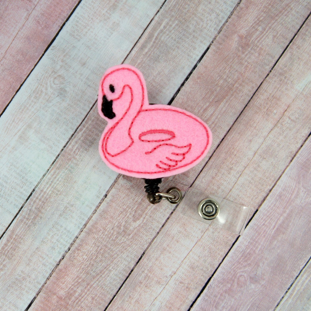Flamingo Float Badge Reel, Nurse ID Badge Holder, Retractable ID Badge ...