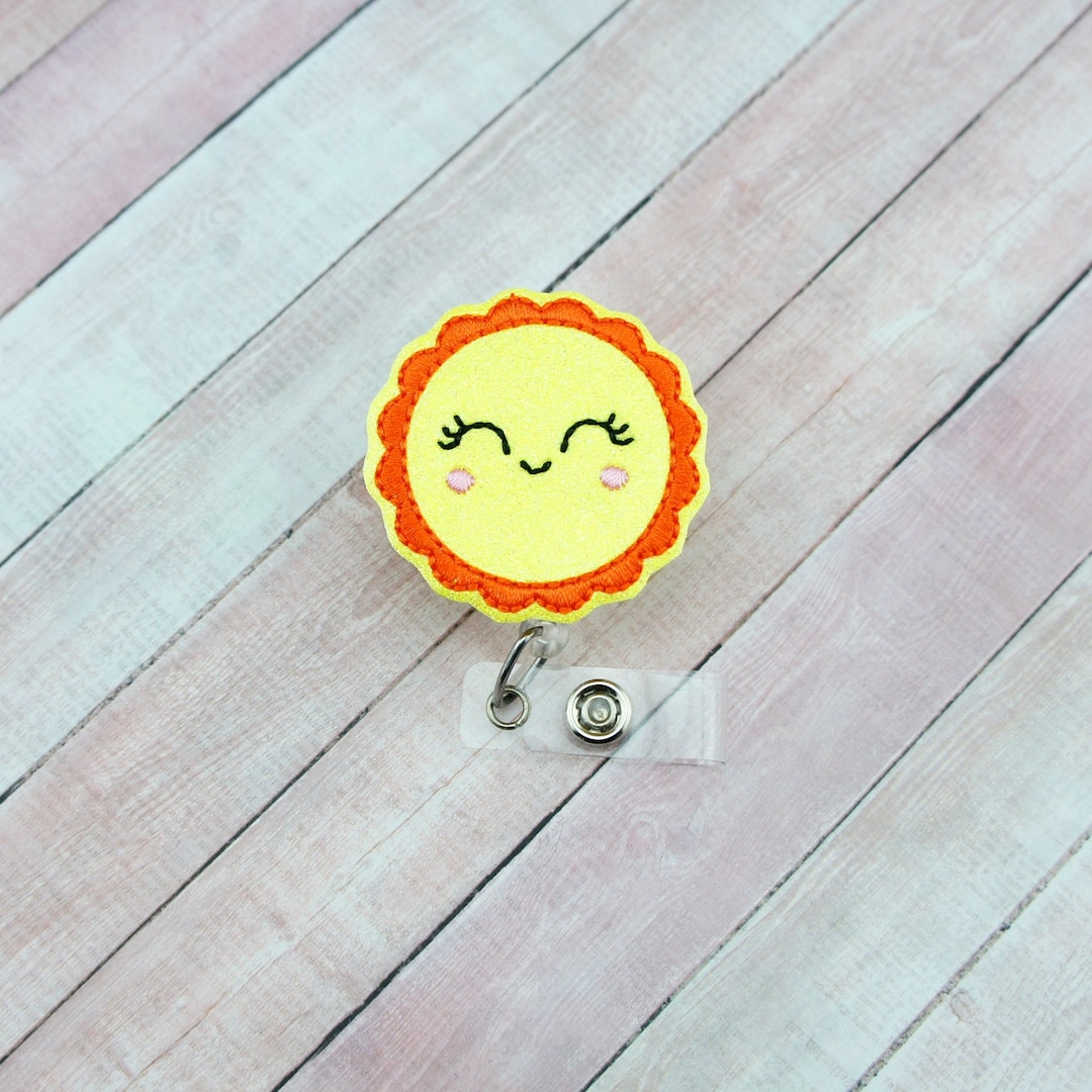Glitter Sun Badge Reel - Sun - Summer - Badge Reel - Feltie Badge Reel ...