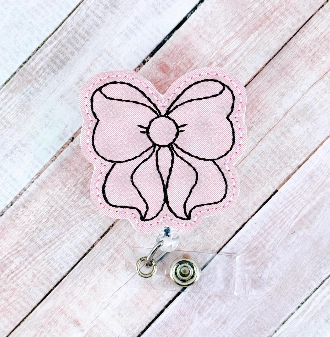 Coquette Pink Bow Badge Reel, Nurse Badge Holder, Pretty Badge Reel ...