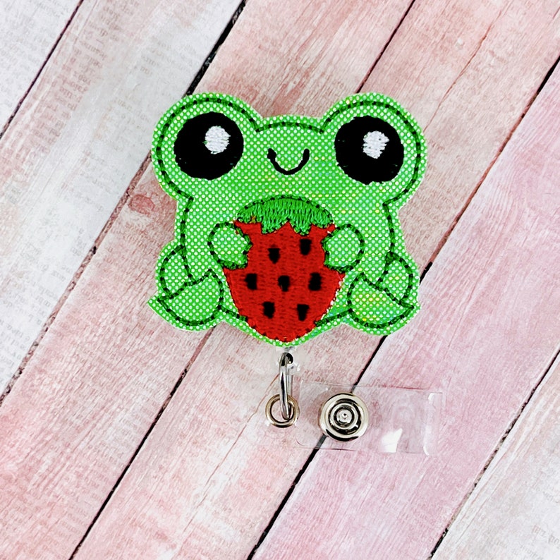 Strawberry Frog Badge Reel Spring Badge Pull Retractable ID - Etsy