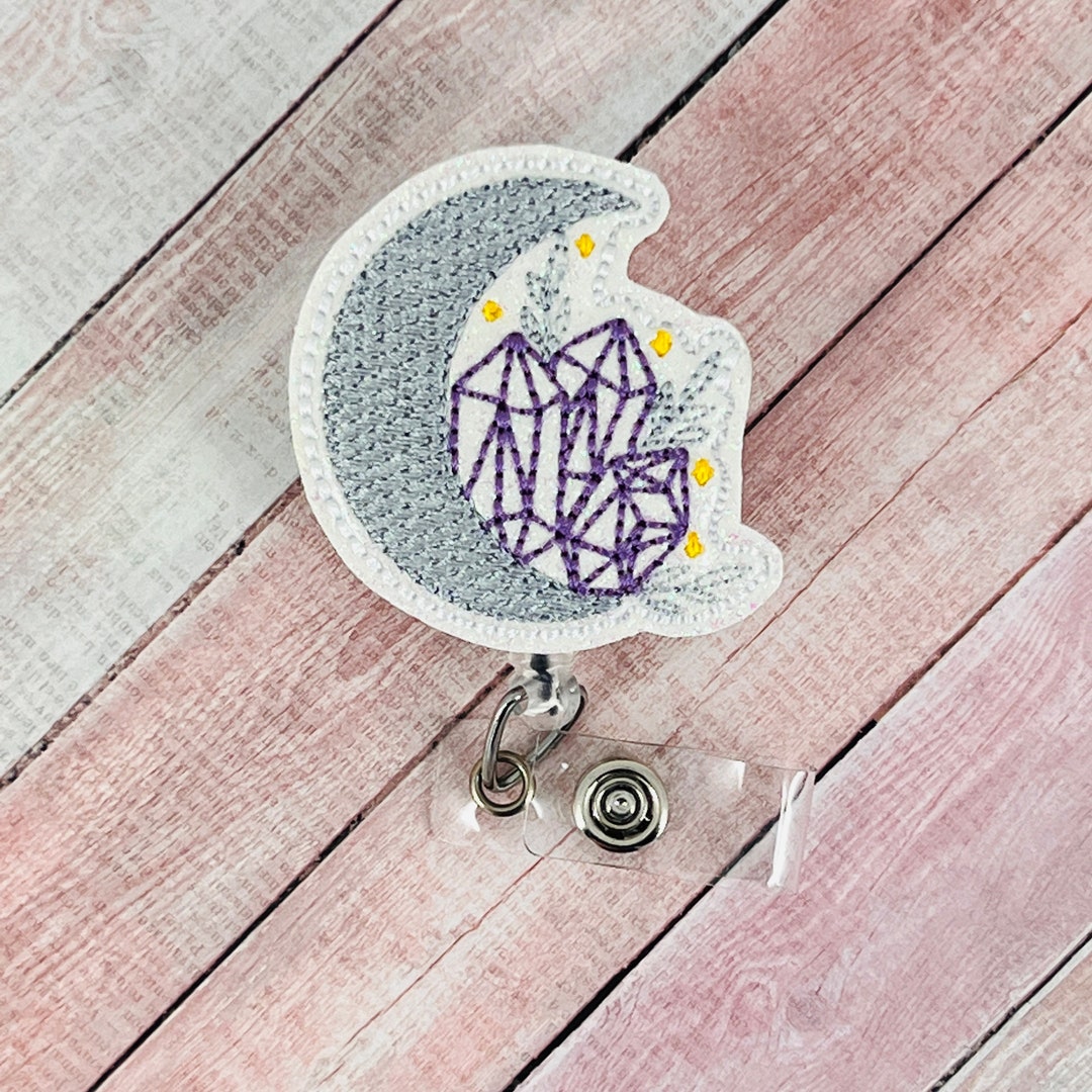 Celestial Moon Badge Reel, Nurse ID Badge Reel Holder, Retractable ...