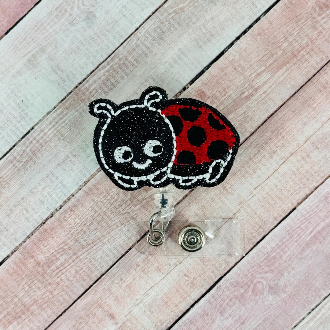 Ladybug Badge Reel, Nurse ID Holder, Spring Lanyard, Retractable ...