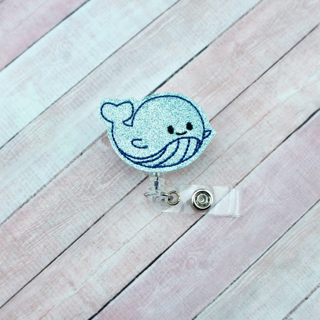 Whale Badge Reel - Whale Badge Holder - Nurse Badge Reel - Glitter ...