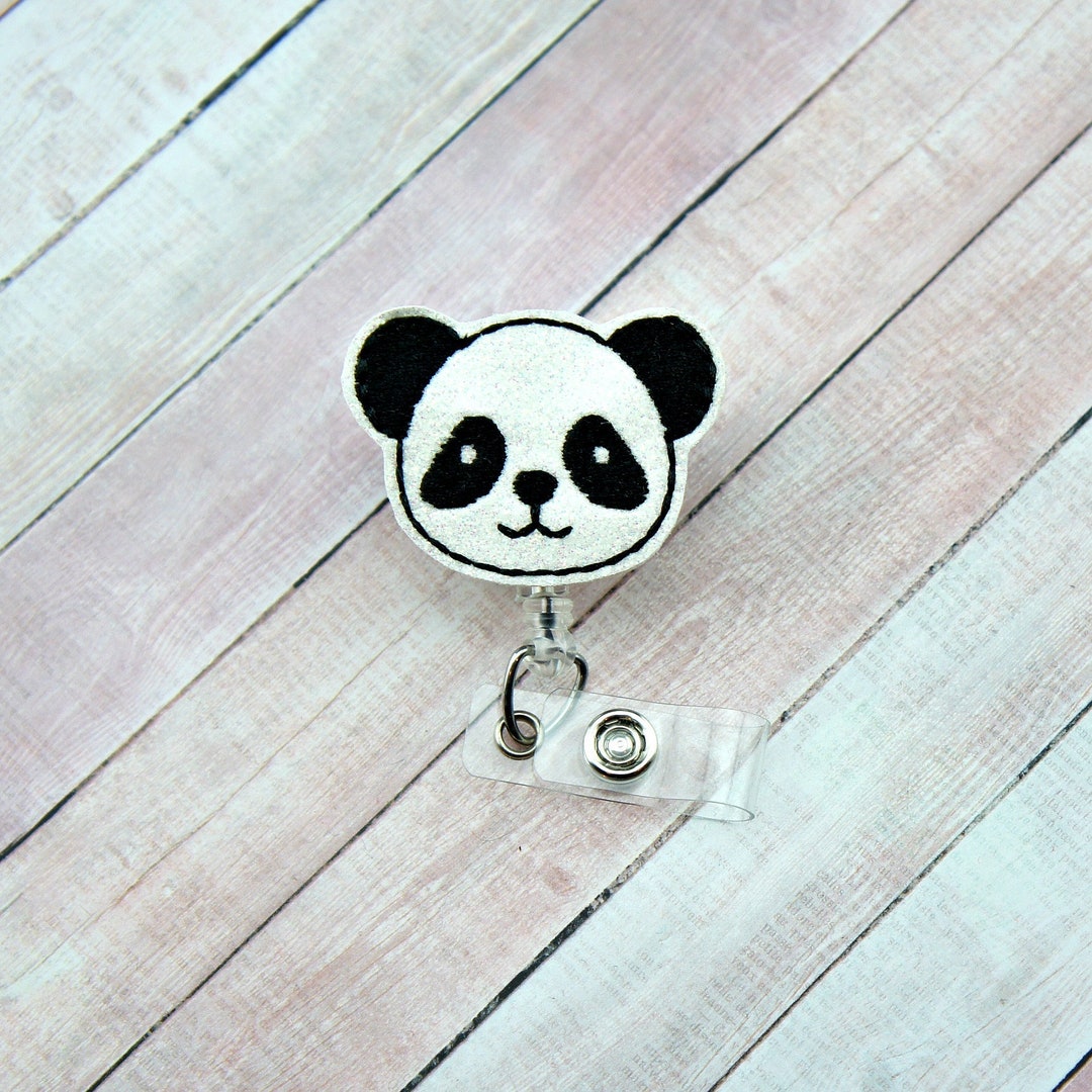 Glitter Panda Badge Reel, Panda Badge Reel, Badge Holder, Badge Reel ...