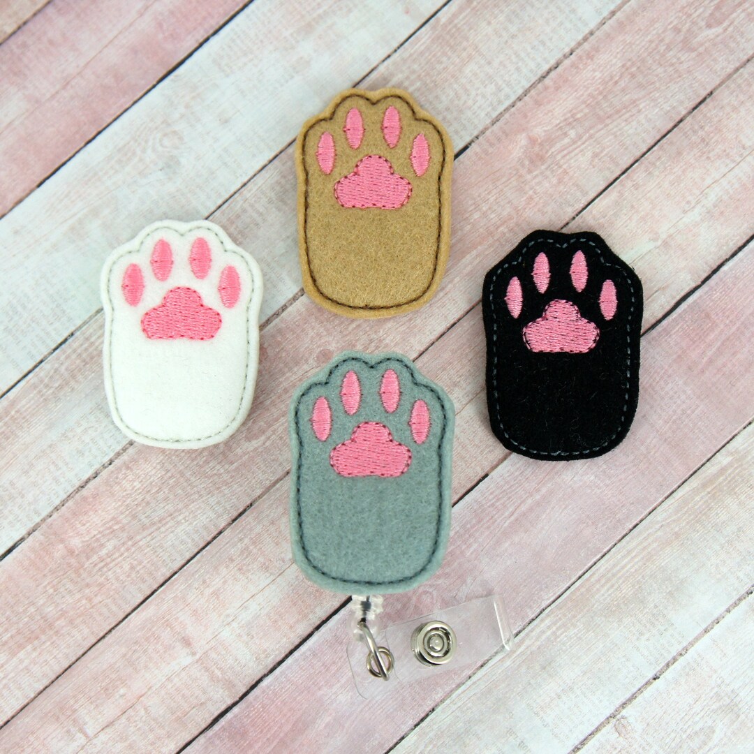 Cat Paw Badge Reel - Cat Badge Holder - Badge Reel - Felt Badge Reel ...