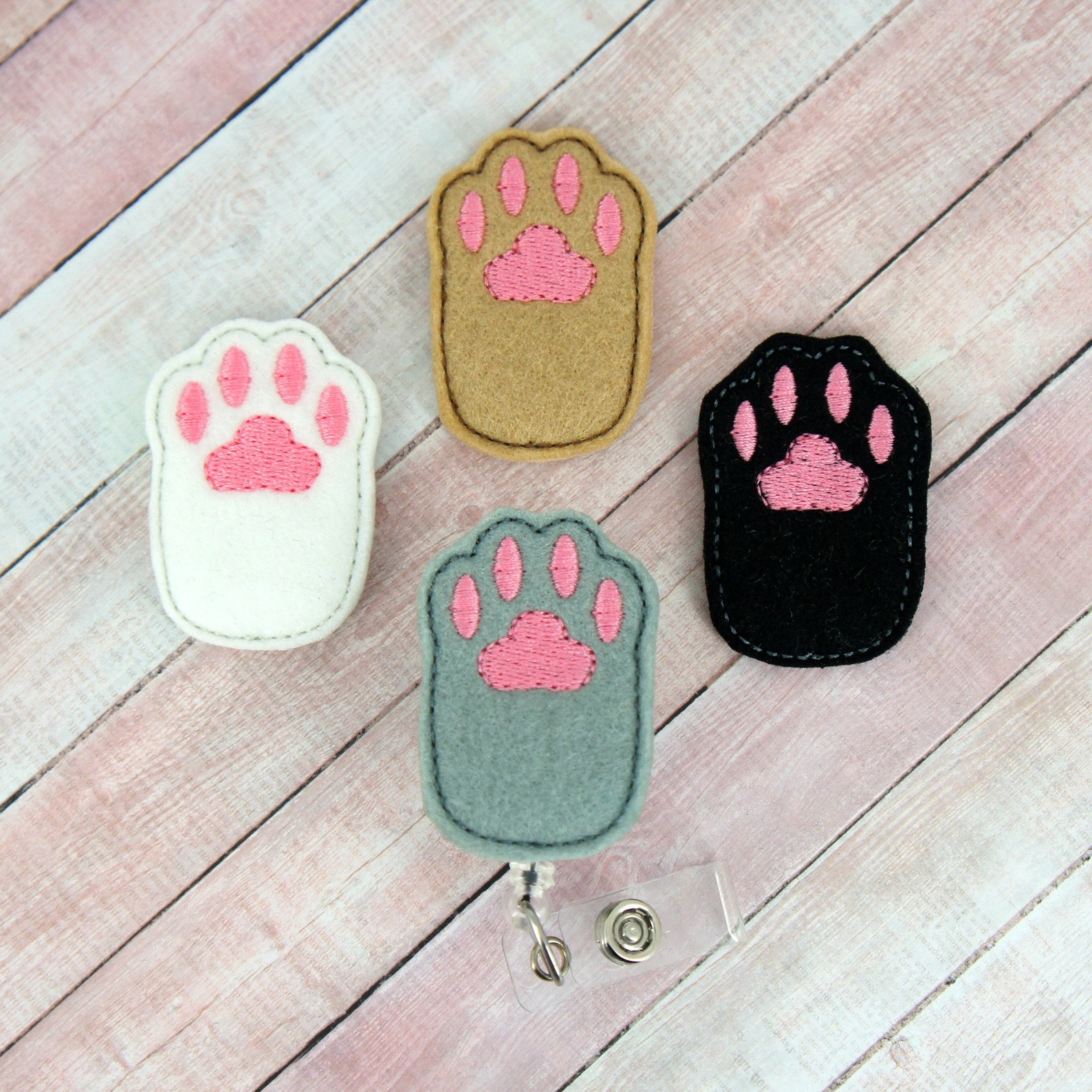 Cat Paw Badge Reel Cat Badge Holder Badge Reel Felt | Etsy
