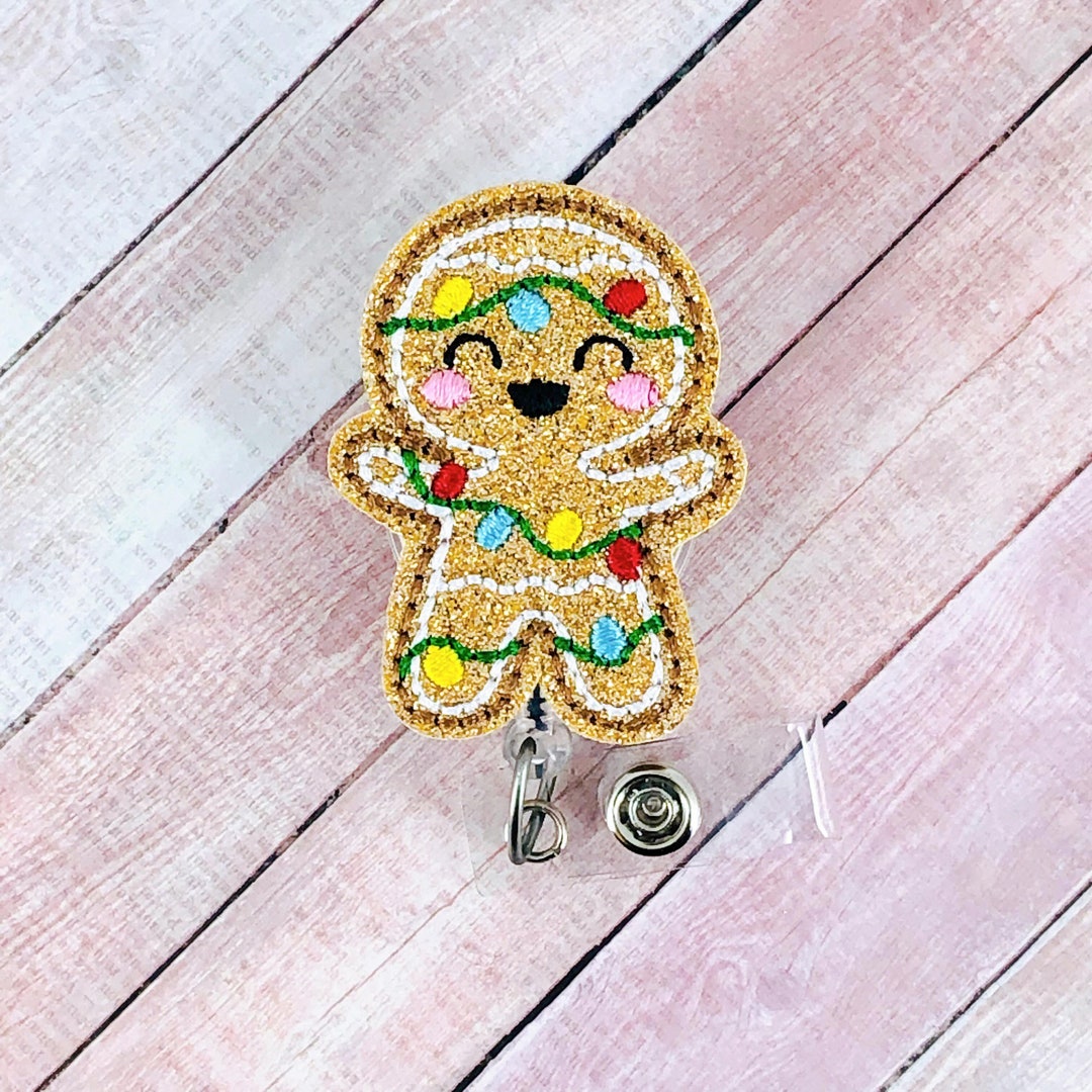 Gingerbread Badge Reel, Christmas Badge, Badge Holder, ID Badge ...