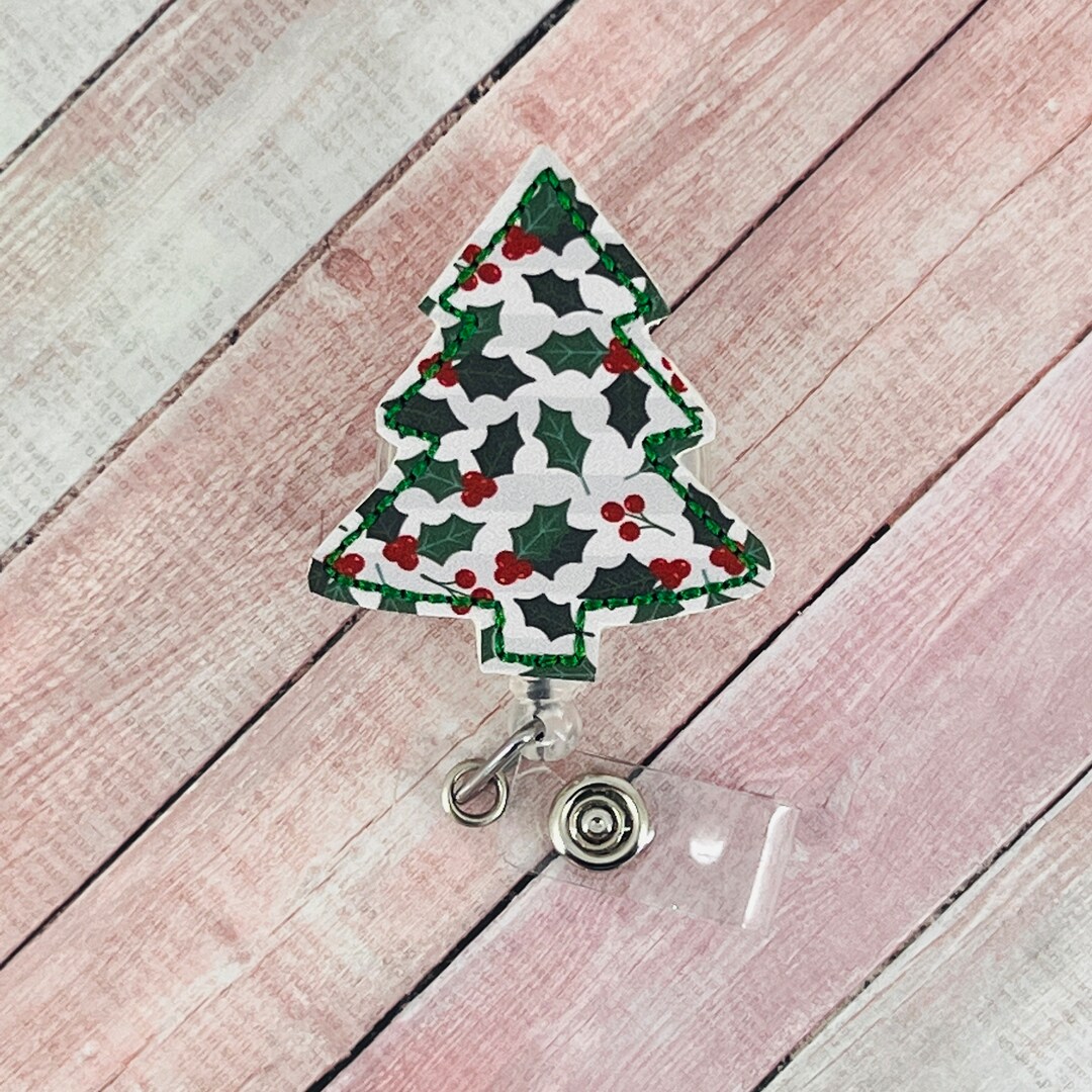 Christmas Tree Badge Reel, ID Badge Holder, MRI Safe Badge Reel, Winter ...
