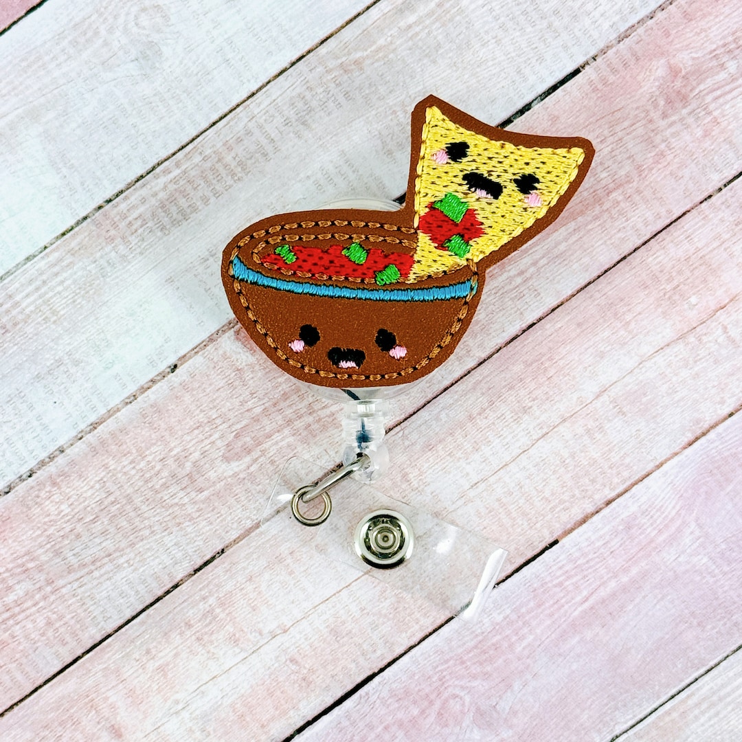 Salsa and Chips Badge Reel, Nurse ID Badge Holder, Cinco De Mayo Badge ...