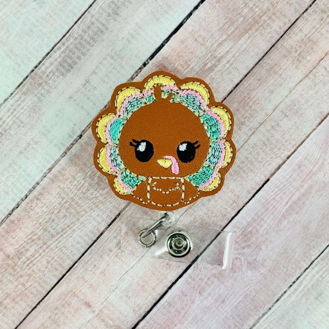 Turkey Badge Reel, Thanksgiving Badge Holder, Fall Badge, Retractable ...