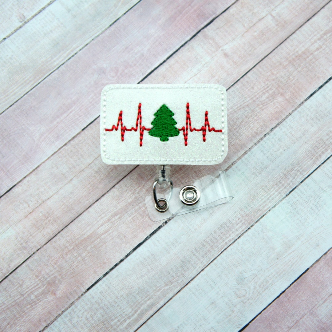 Glitter Christmas EKG Badge Reel - EKG Badge Reel - Glitter Badge Reel ...