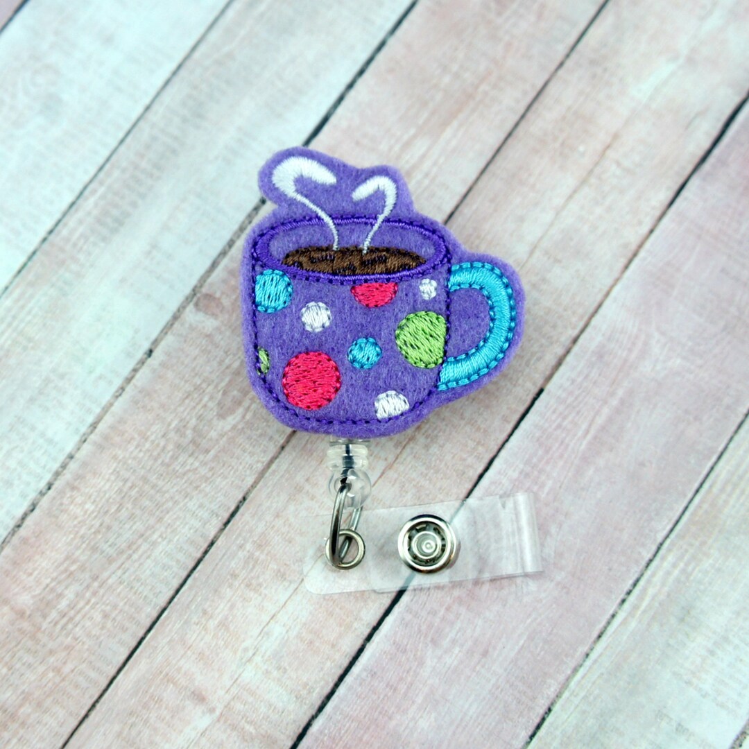 Coffee Badge Reel, Nurse ID Badge, Retractable Badge Holder, Teacher ...