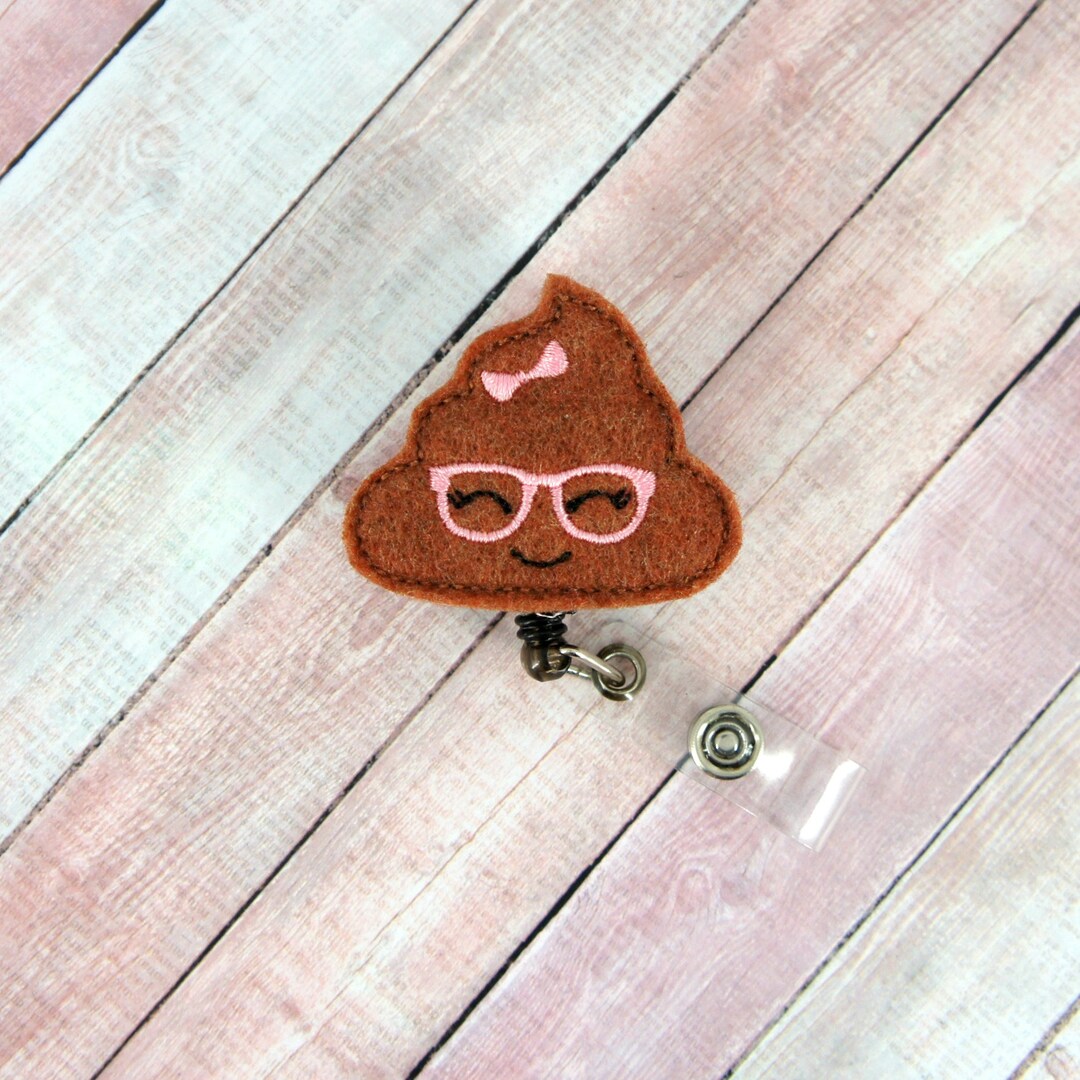 Geeky Poop Badge Reel, Nurse Gift, Retractable ID Badge Holder, Clip ...