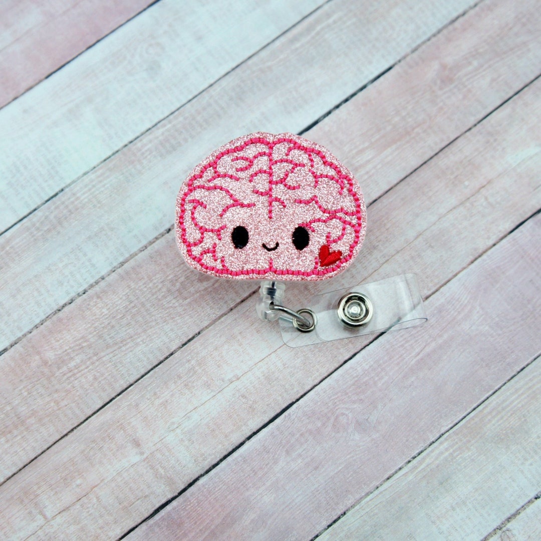 Glitter Brain Badge Reel - Brain Badge Holder - Glitter Badge Reel ...