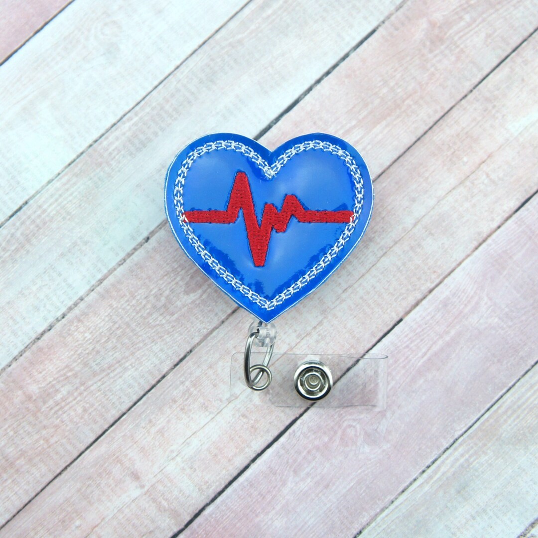EKG Heart Badge Reel, Nurse Badge Reel, Medical ID Badge Holder ...