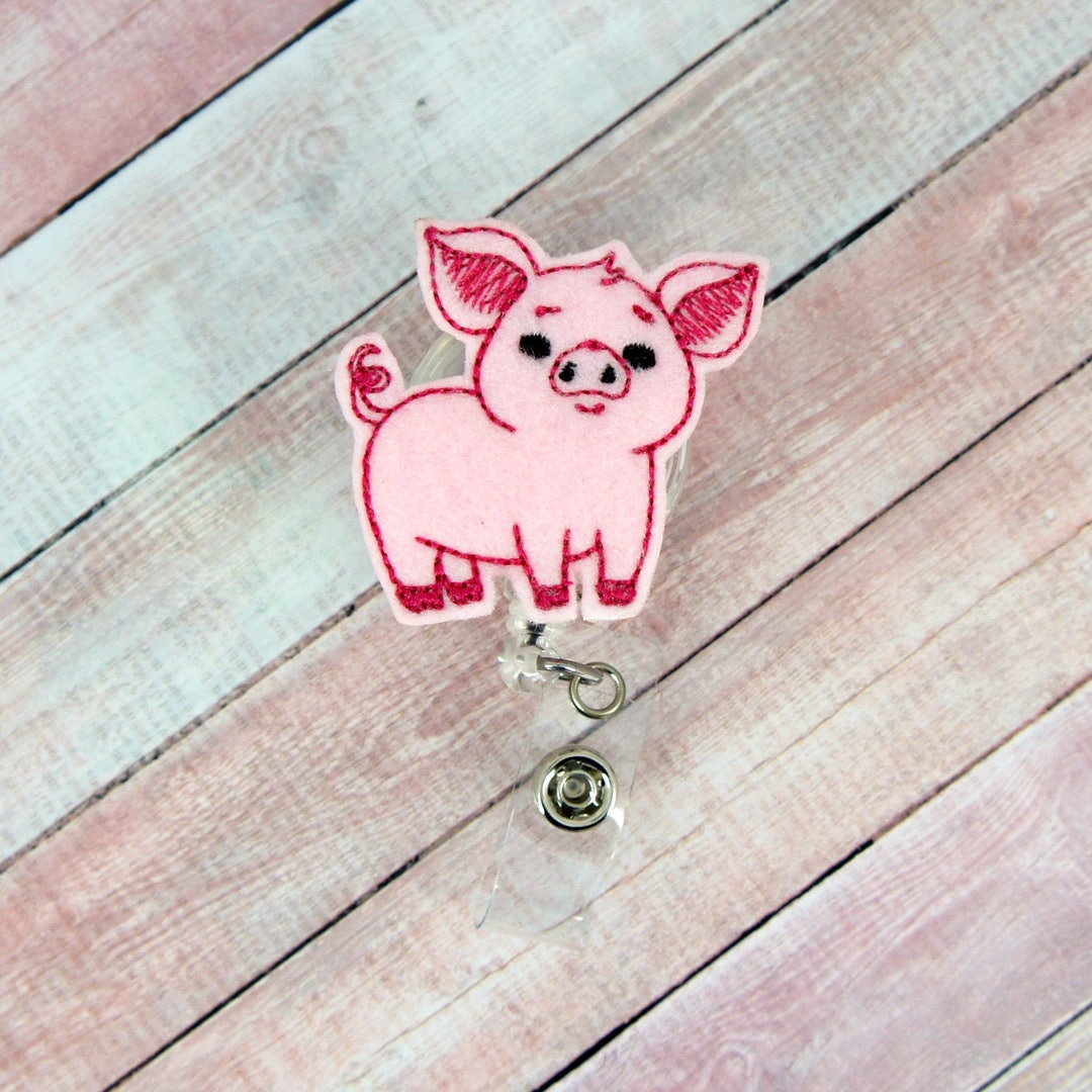 Pig Badge Reel - Pig ID Badge - Animal Badge Reel - Teacher Gift ...