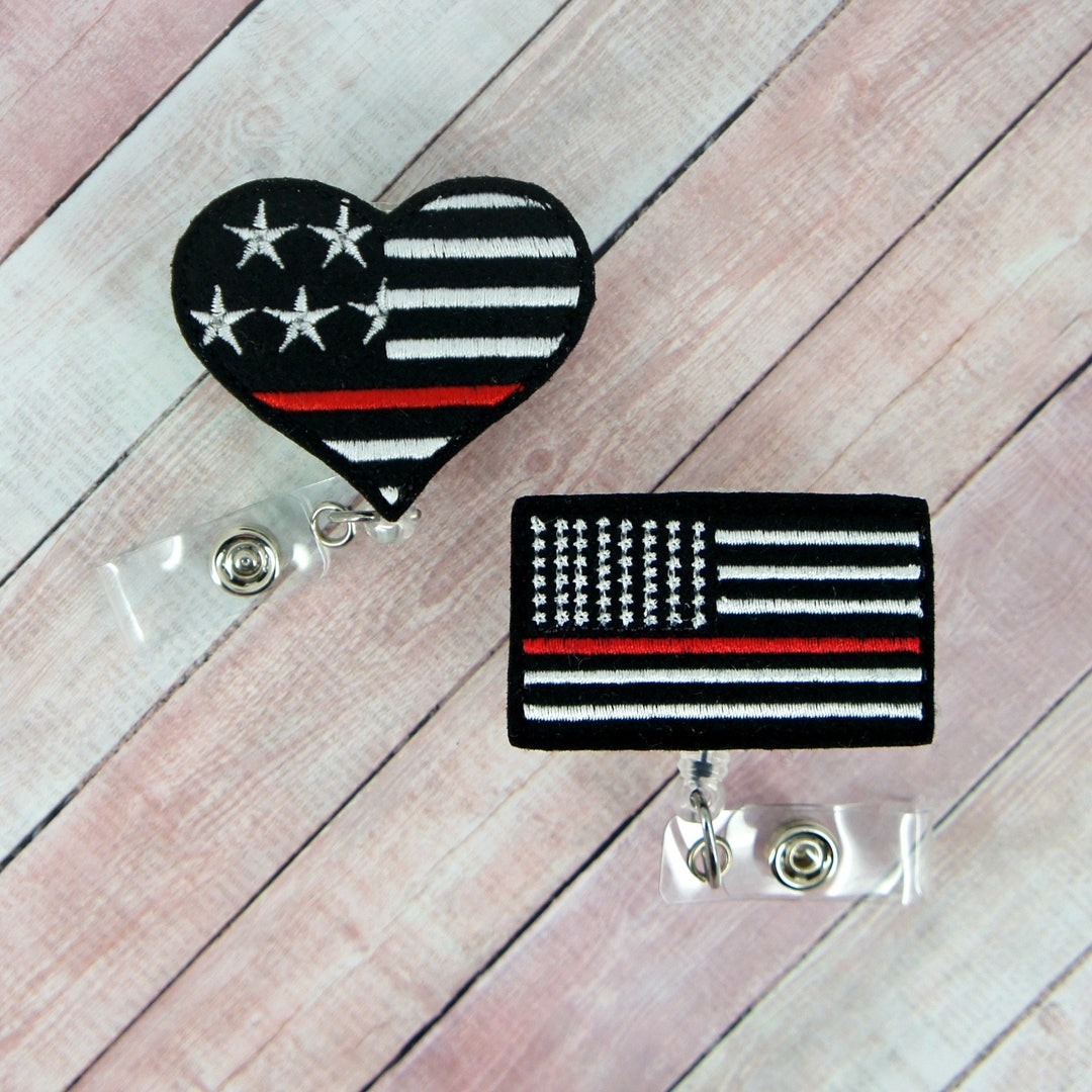 Thin Red Line Badge Reel - Courage Badge Reel - Felt Badge Reel ...