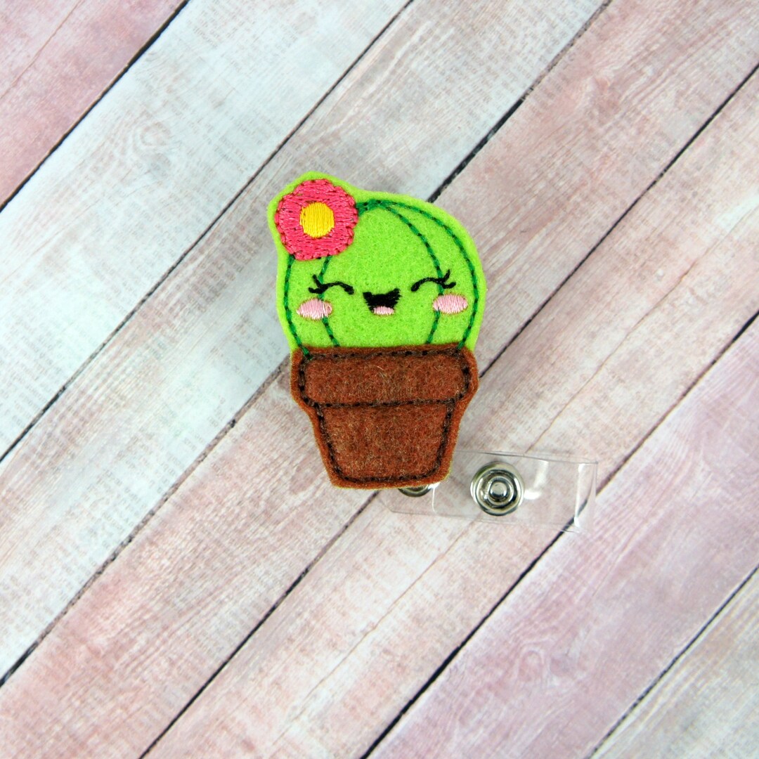 Cactus Plant Badge Reel - Flower Cactus - Nurse Badge Reel - Feltie ...