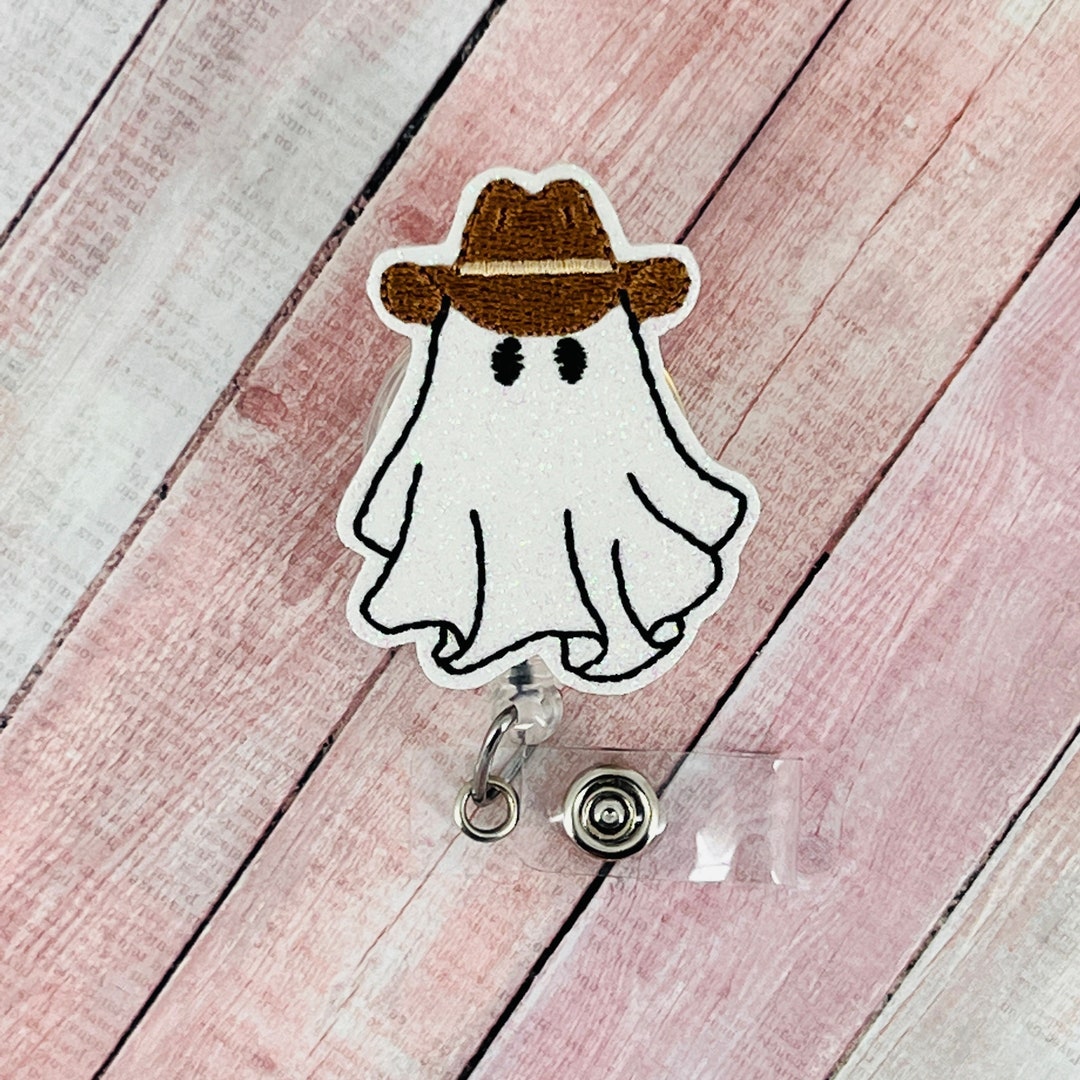 Halloween Cowboy Ghost Badge Reel, Fall ID Badge, Nurse Halloween Badge ...