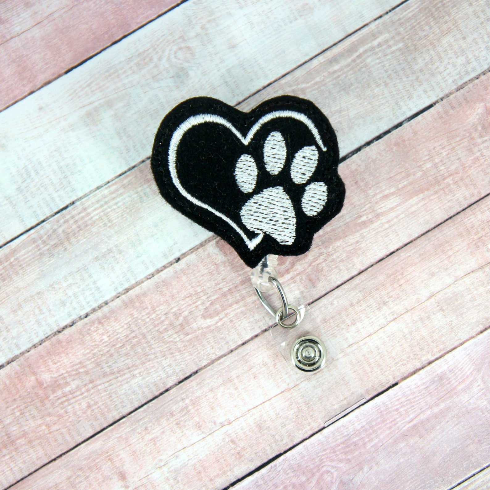 Paw Print Badge Reel -animal Lover Badge Reel - Badge Reel - Feltie ...
