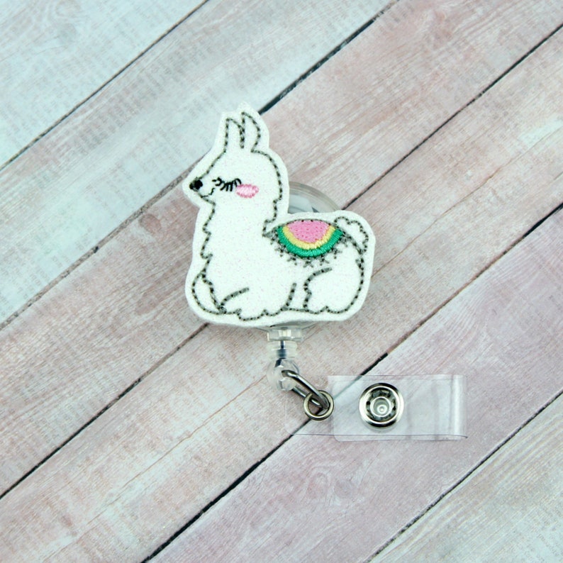 Glittery Llama Badge Reel Llama Gift Felt Badge Reel - Etsy