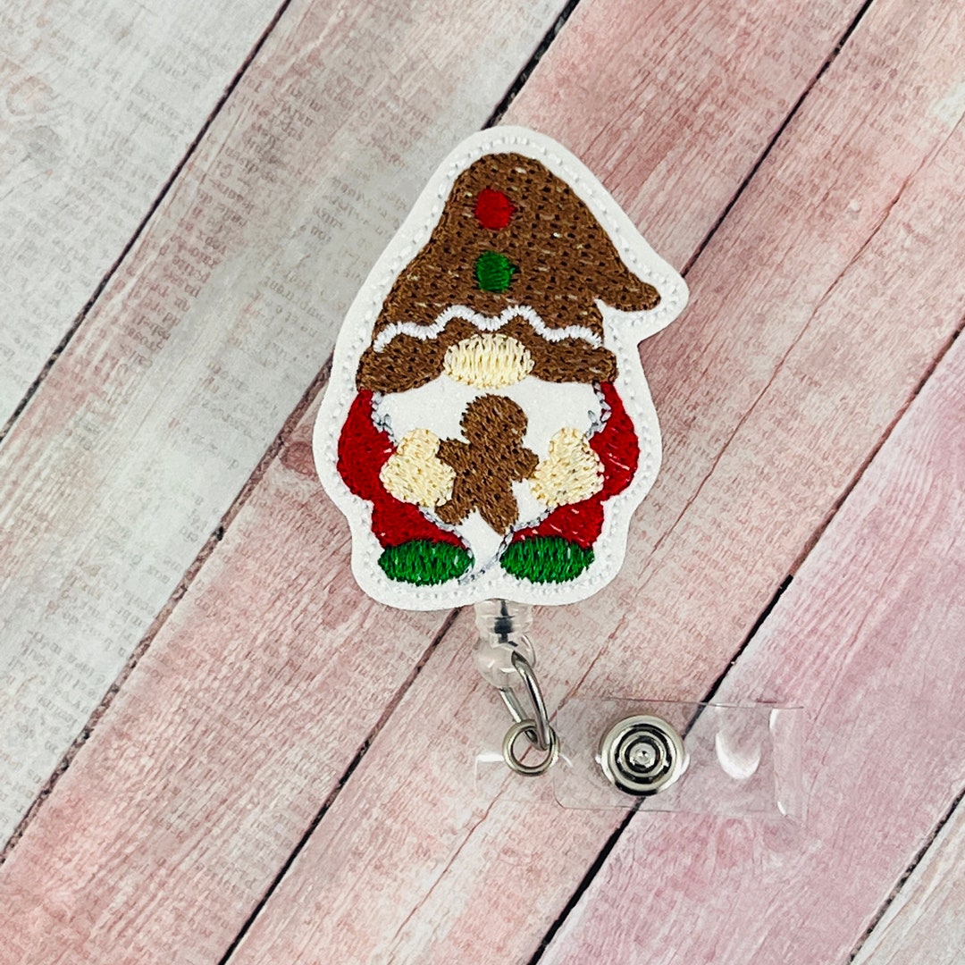 Gingerbread Gnome Badge Reel, Christmas Badge Reel, Nurse ID Badge ...