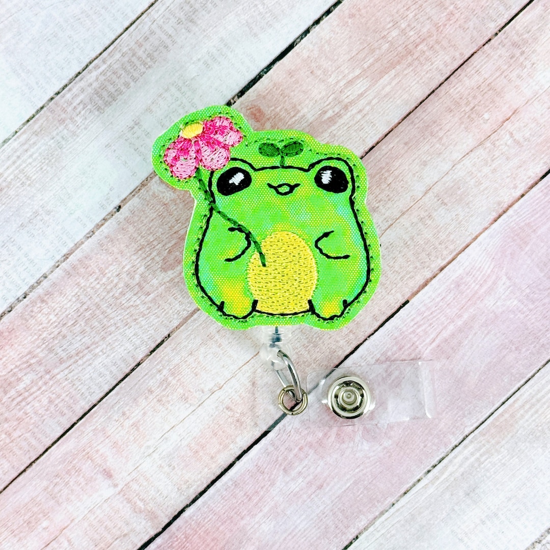 Kawaii Frog Badge Reel, Spring Badge Pull, Retractable ID Badge Holder ...